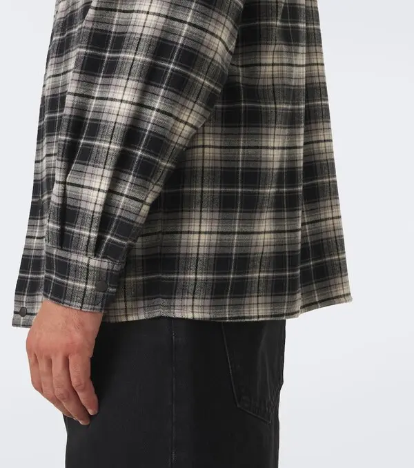 Moncler Checked Cotton Flannel Zip-up Shirt