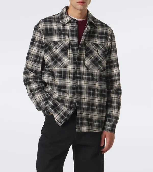 Moncler Checked Cotton Flannel Zip-up Shirt