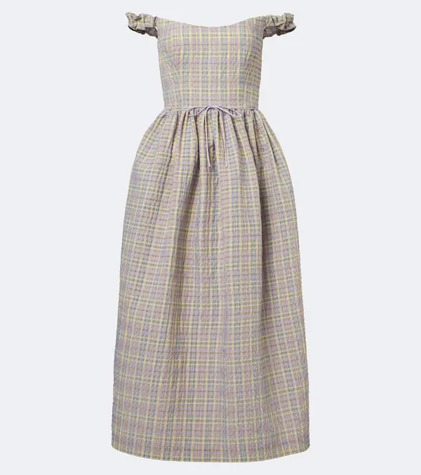MARKARIAN Ginger Off-shoulder Seersucker Bustier Dress - Multicoloured