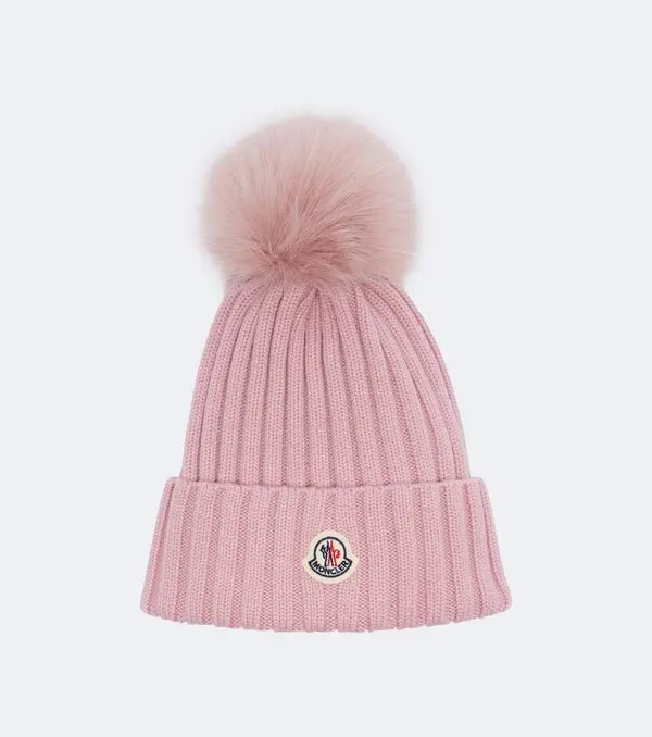Moncler Ribbed-knit Virgin Wool Beanie - Pink