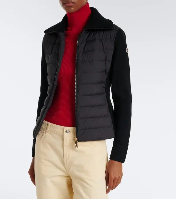 Moncler Down-paneled Virgin Wool Cardigan