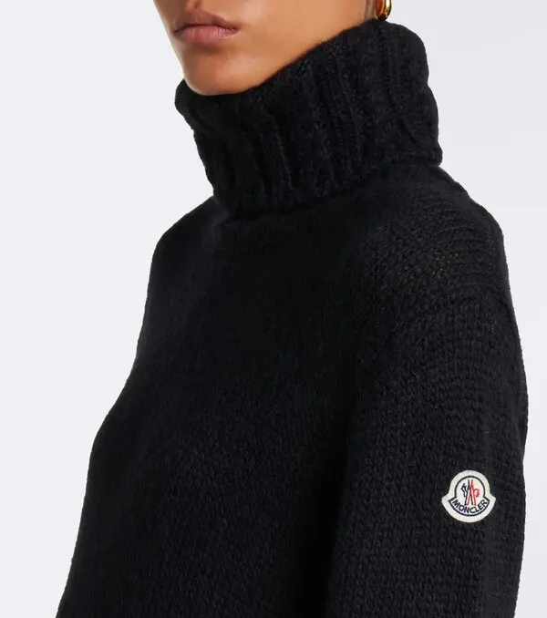 Moncler Turtleneck Alpaca And Wool-blend Minidress