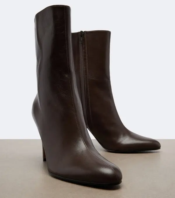 THE ROW Ornella Leather Ankle Boots