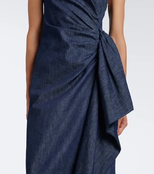 Dries Van Noten Draped Denim Midi Dress