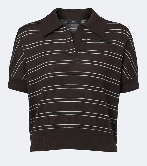 Arch4 Darya Striped Cashmere Polo Shirt - Brown