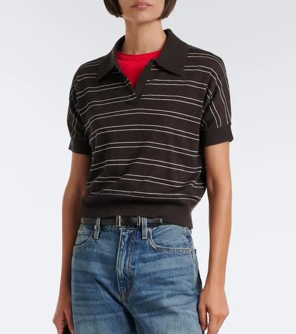 Arch4 Darya Striped Cashmere Polo Shirt