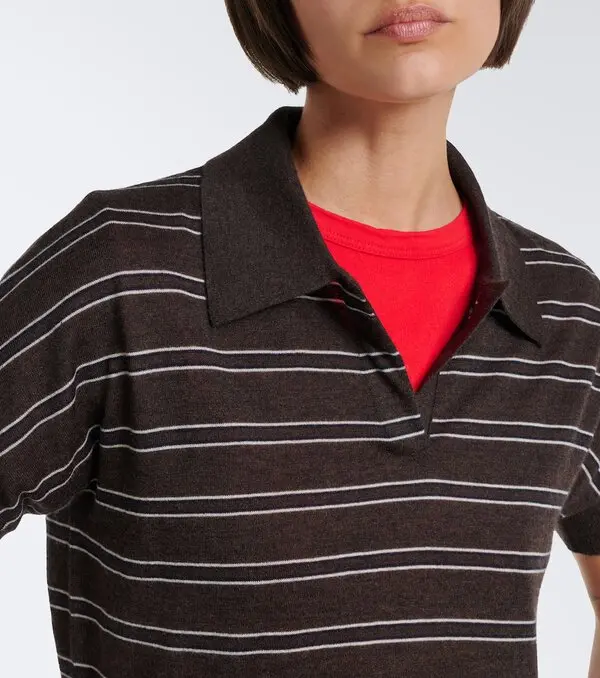 Arch4 Darya Striped Cashmere Polo Shirt