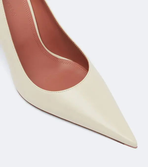 Amina Muaddi Barbara Leather Pointed Toe Pumps