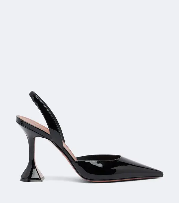 Amina Muaddi Holli Patent Leather Slingback Pumps