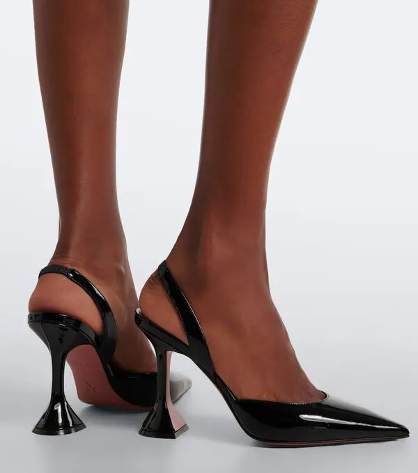 Amina Muaddi Holli Patent Leather Slingback Pumps