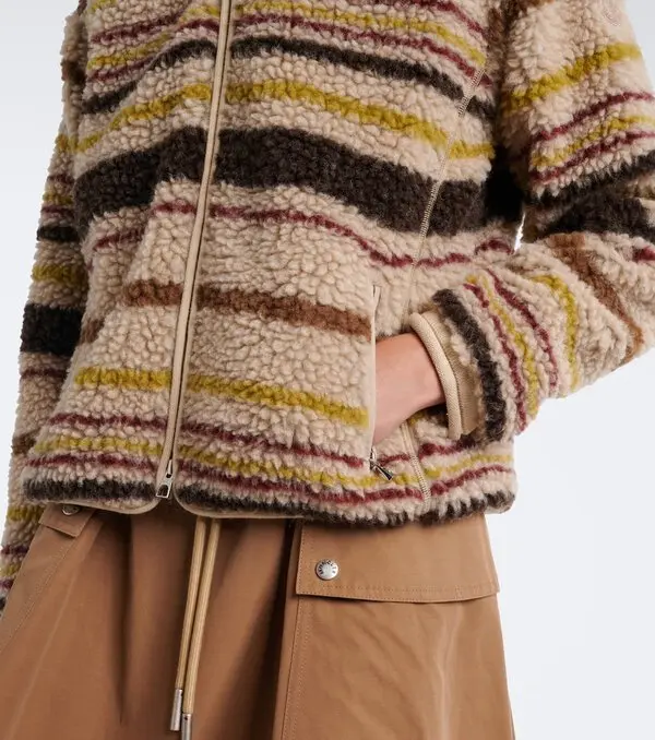 Moncler Striped Wool-blend Teddy Jacket