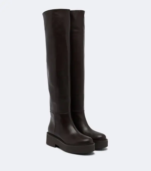 GIANVITO ROSSI Hiro Leather Over-the-knee Boots - Brown