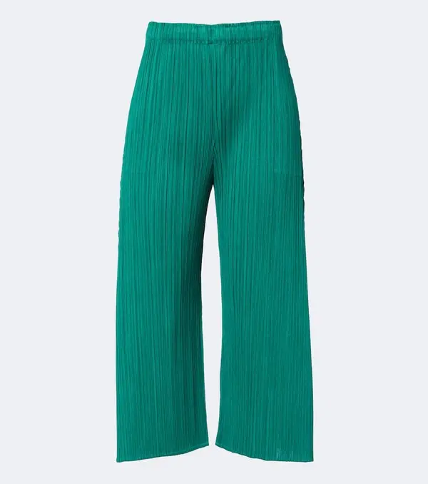Issey Miyake Monthly Colors: July Pleated Wide-leg Pants - Green