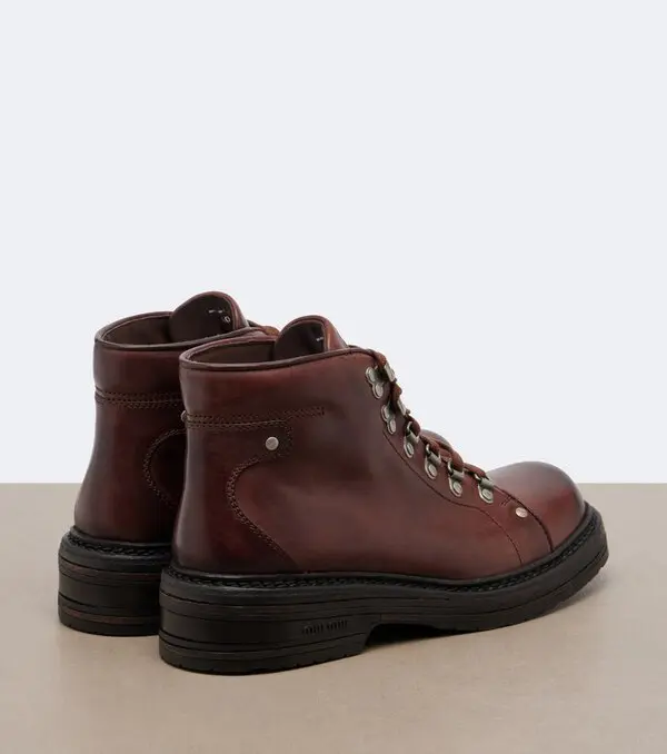 Miu Miu Leather Lace-up Boots