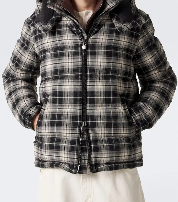Moncler Airor Checked Cotton Flannel Down Jacket