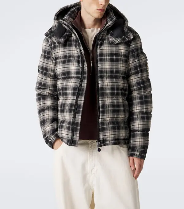 Moncler Airor Checked Cotton Flannel Down Jacket
