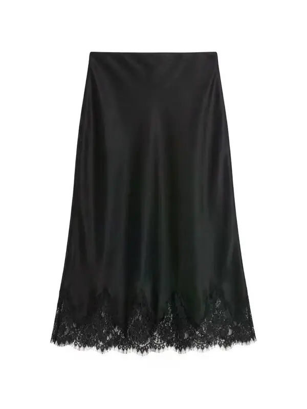 REFORMATION Carolina Lace-trim Midi Skirt - Black