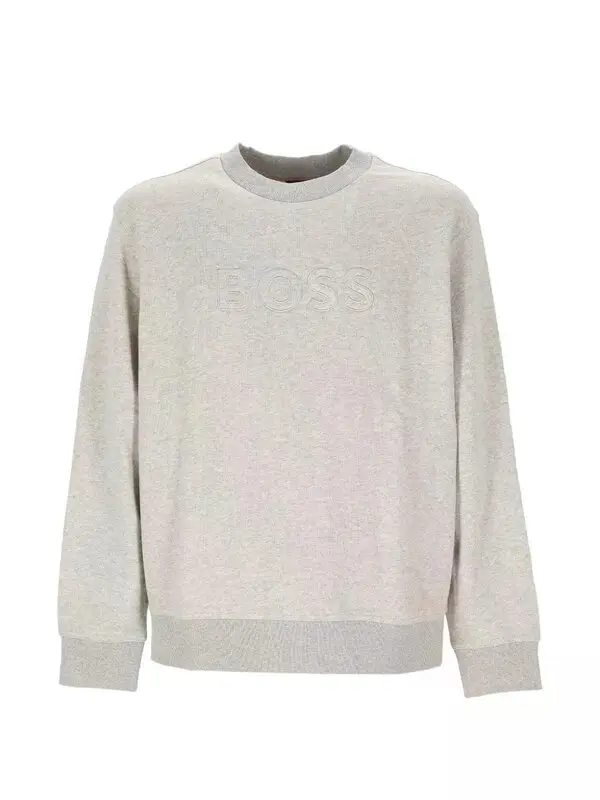 BOSS Logo-embroidered Cotton Sweater - Grey