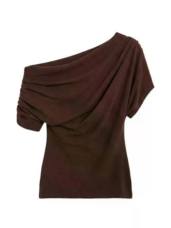 REFORMATION Iris Off-shoulder Knitted Top - Brown