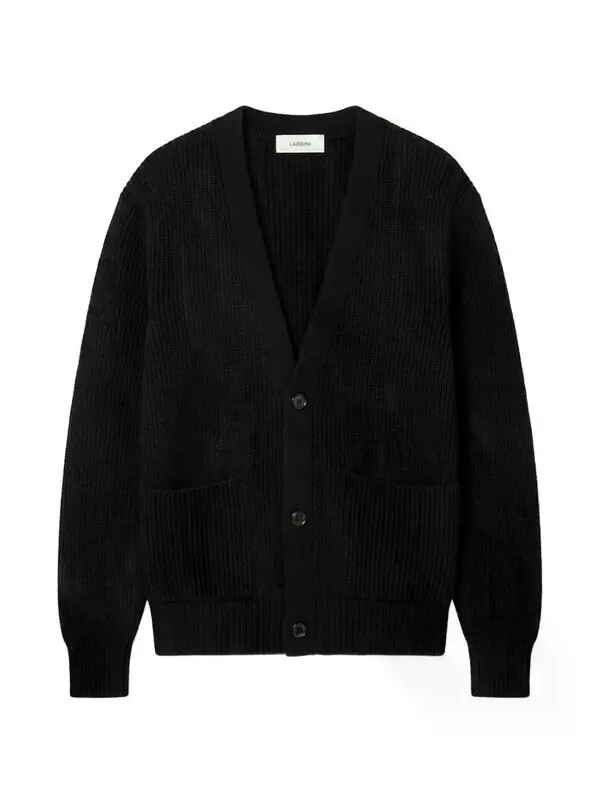 LARDINI Ribbed-knit V-neck Cardigan