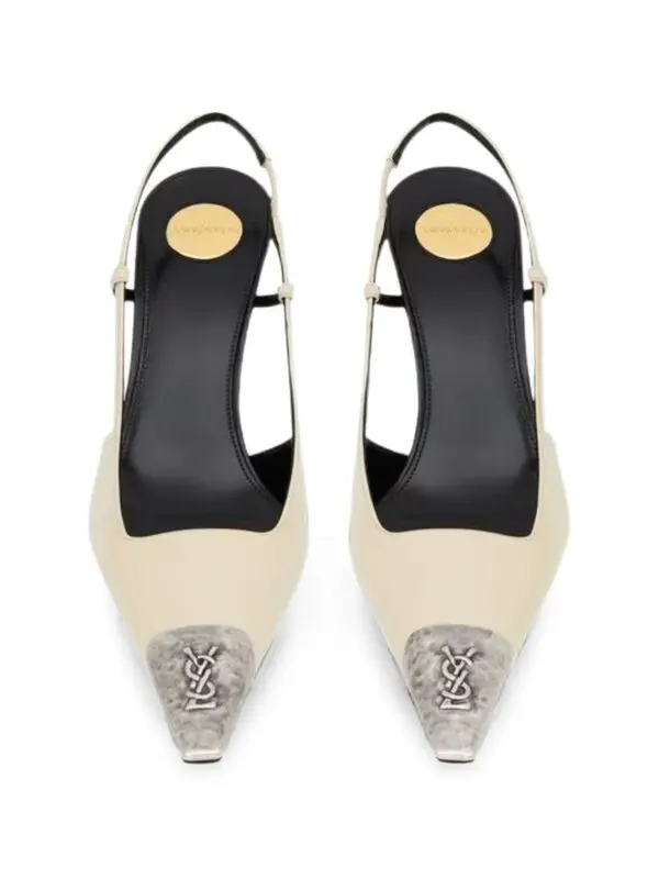 Saint Laurent Jeanne Leather Slingback Pumps