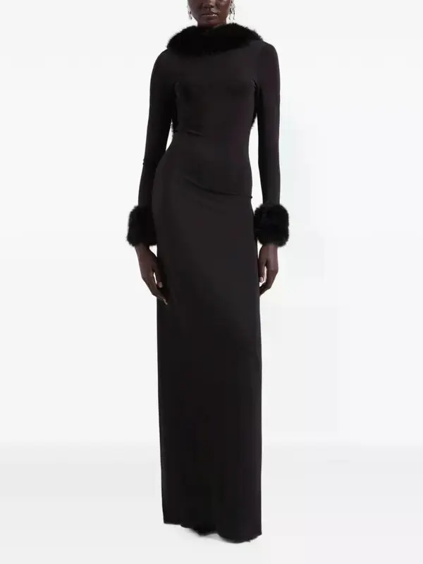 Nina Ricci Faux-fur Open-back Maxi Dress