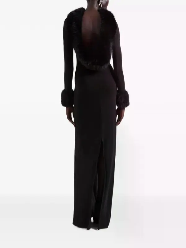 Nina Ricci Faux-fur Open-back Maxi Dress