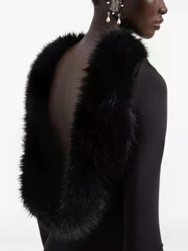 Nina Ricci Faux-fur Open-back Maxi Dress