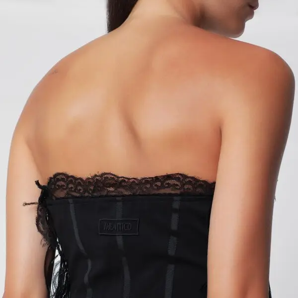 Attico Feather-trim Mini Dress