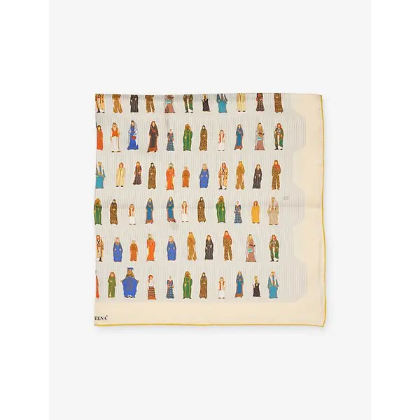 ARTFEENA Lady-pattern Square Silk Scarf 95cm X 95cm
