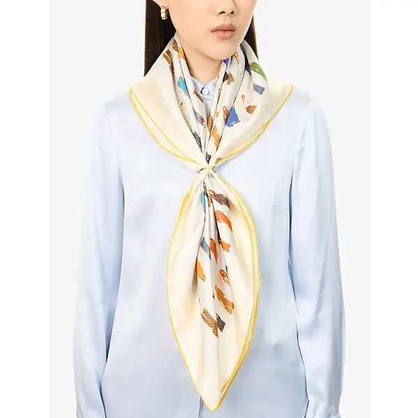 ARTFEENA Lady-pattern Square Silk Scarf 95cm X 95cm