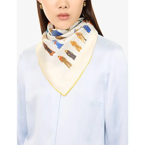 ARTFEENA Lady-pattern Square Silk Scarf 95cm X 95cm