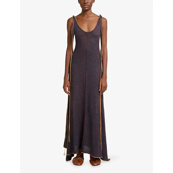 Marni Scoop-neck Linen-viscose Knit Maxi Dress