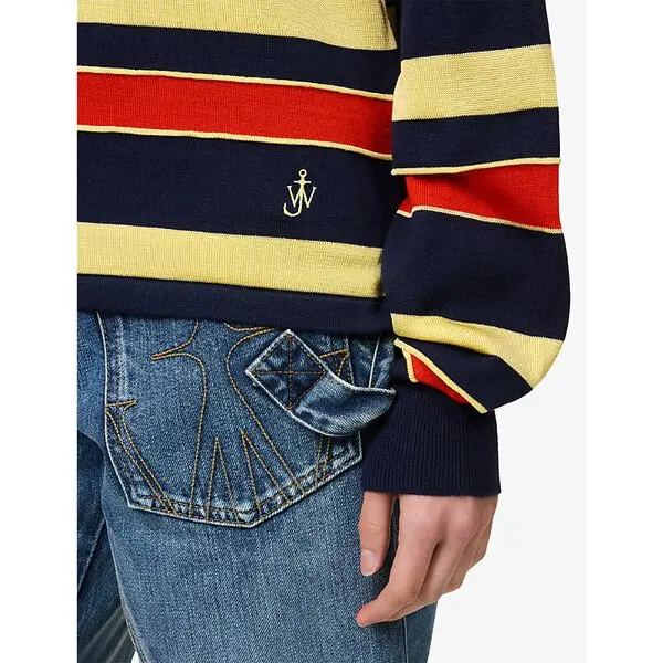 JW Anderson Knitted Rugby Cotton And Wool Blend Polo Top