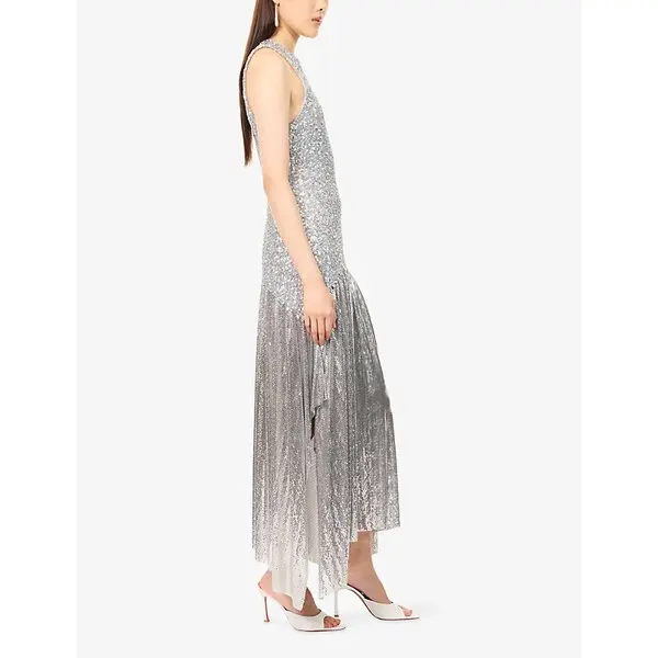 Rabanne Pleated Chainmail Maxi Dress