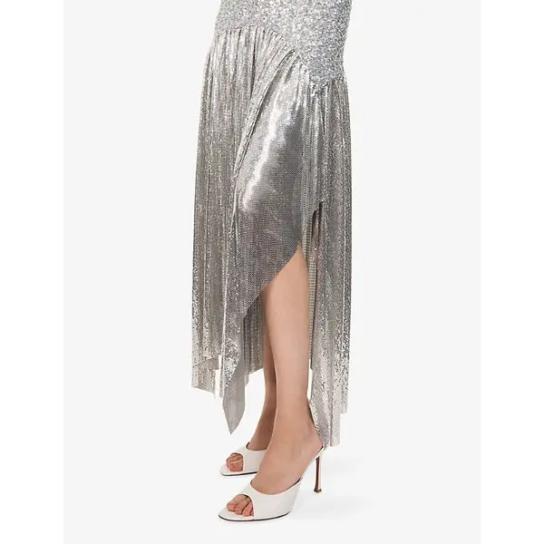 Rabanne Pleated Chainmail Maxi Dress