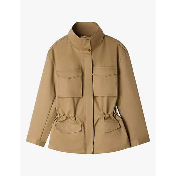 Sandro High-neck Elasticated-waist Cotton Jacket