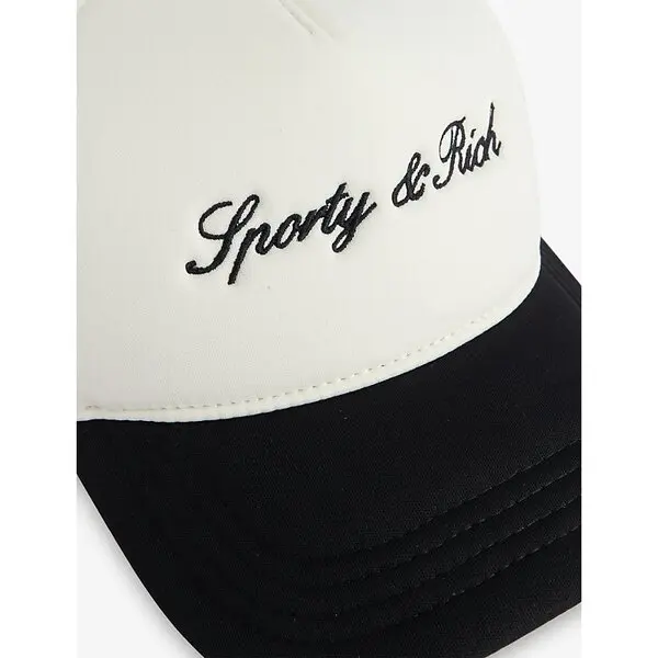 Sporty & Rich Signature Logo Trucker Cap - White/black