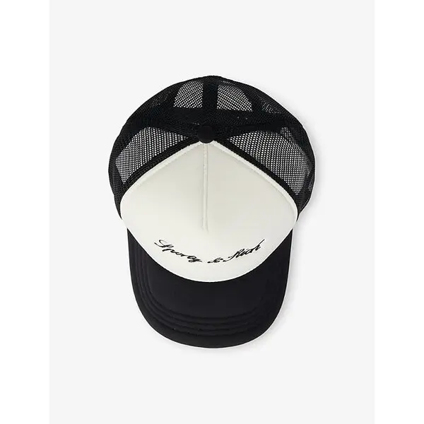Sporty & Rich Signature Logo Trucker Cap - White/black