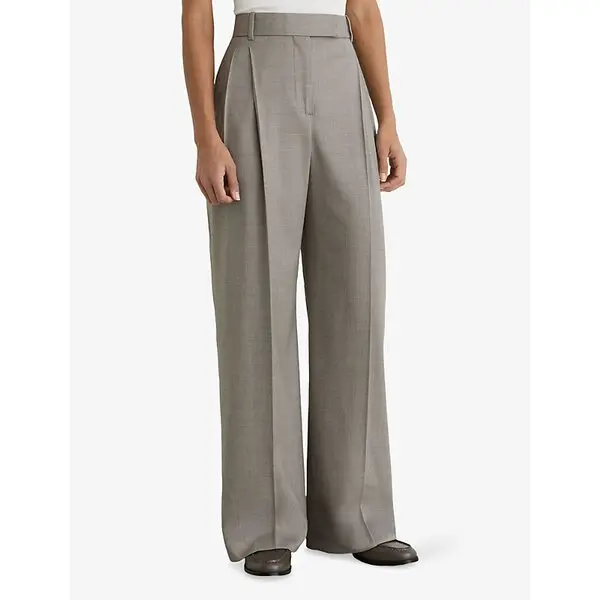 REISS Darcy Wide-leg Wool-blend Trousers
