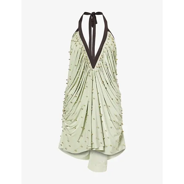 SIEDRES Sage Embellished Stretch-jersey Mini Dress
