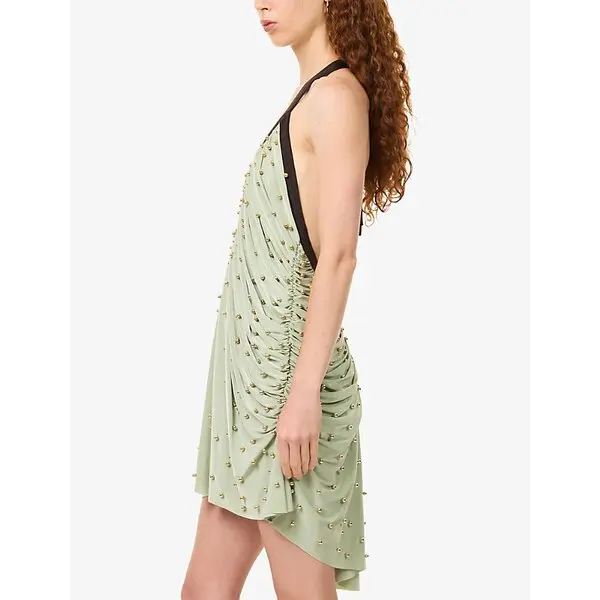 SIEDRES Sage Embellished Stretch-jersey Mini Dress