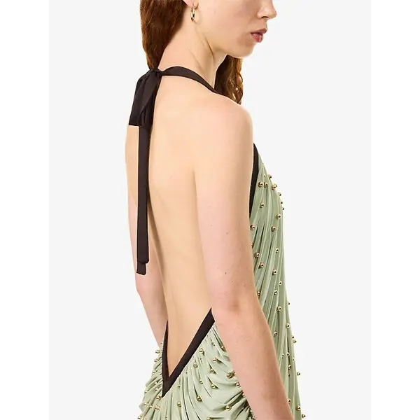 SIEDRES Sage Embellished Stretch-jersey Mini Dress