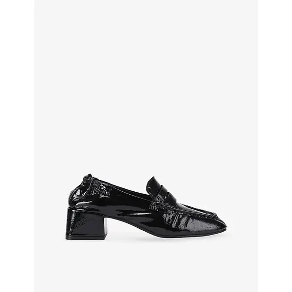 Steve Madden Estee Patent Leather Heeled Loafers - Black