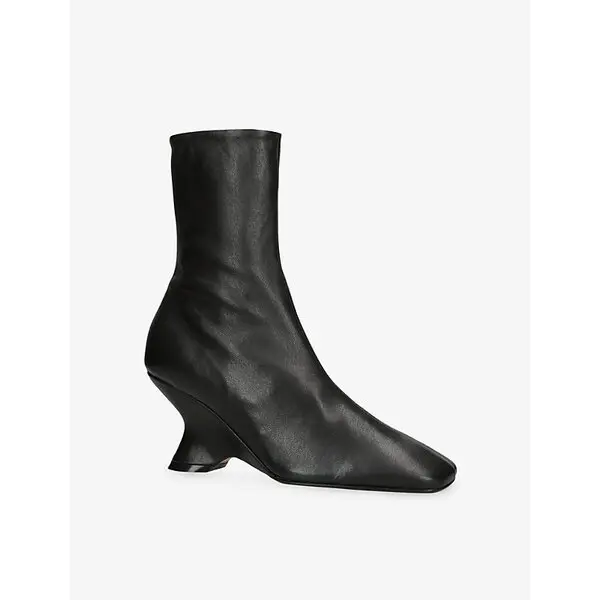 Dries Van Noten Wedge Leather Ankle Boots
