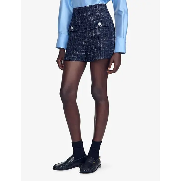 Sandro Decorative High-rise Tweed Shorts