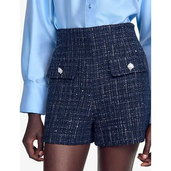 Sandro Decorative High-rise Tweed Shorts