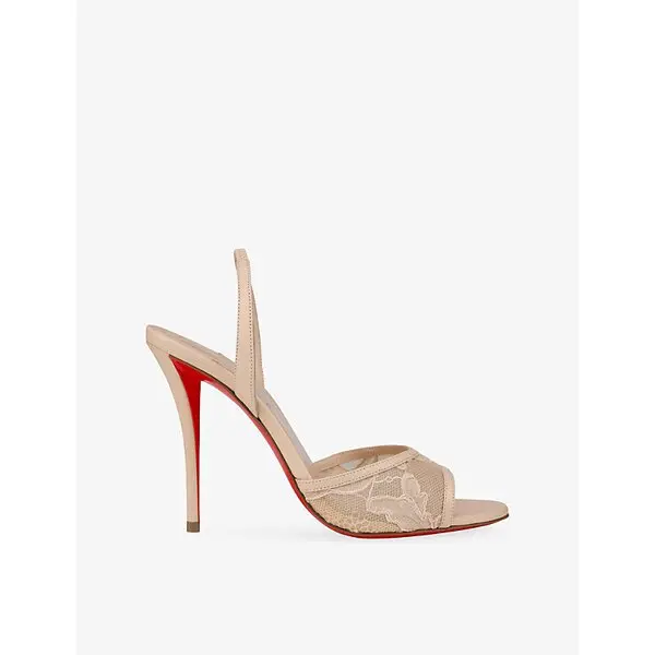 CHRISTIAN LOUBOUTIN Miss Z 100 Lace Slingbacks - Light Blush