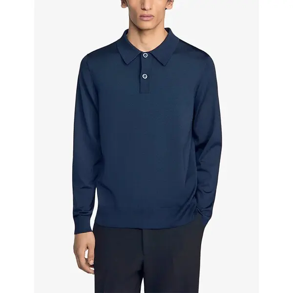 Sandro Long-sleeved Knitted Polo Shirt