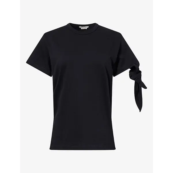 JW Anderson Sleeve Knot Brand-logo Cotton T-shirt - Black
